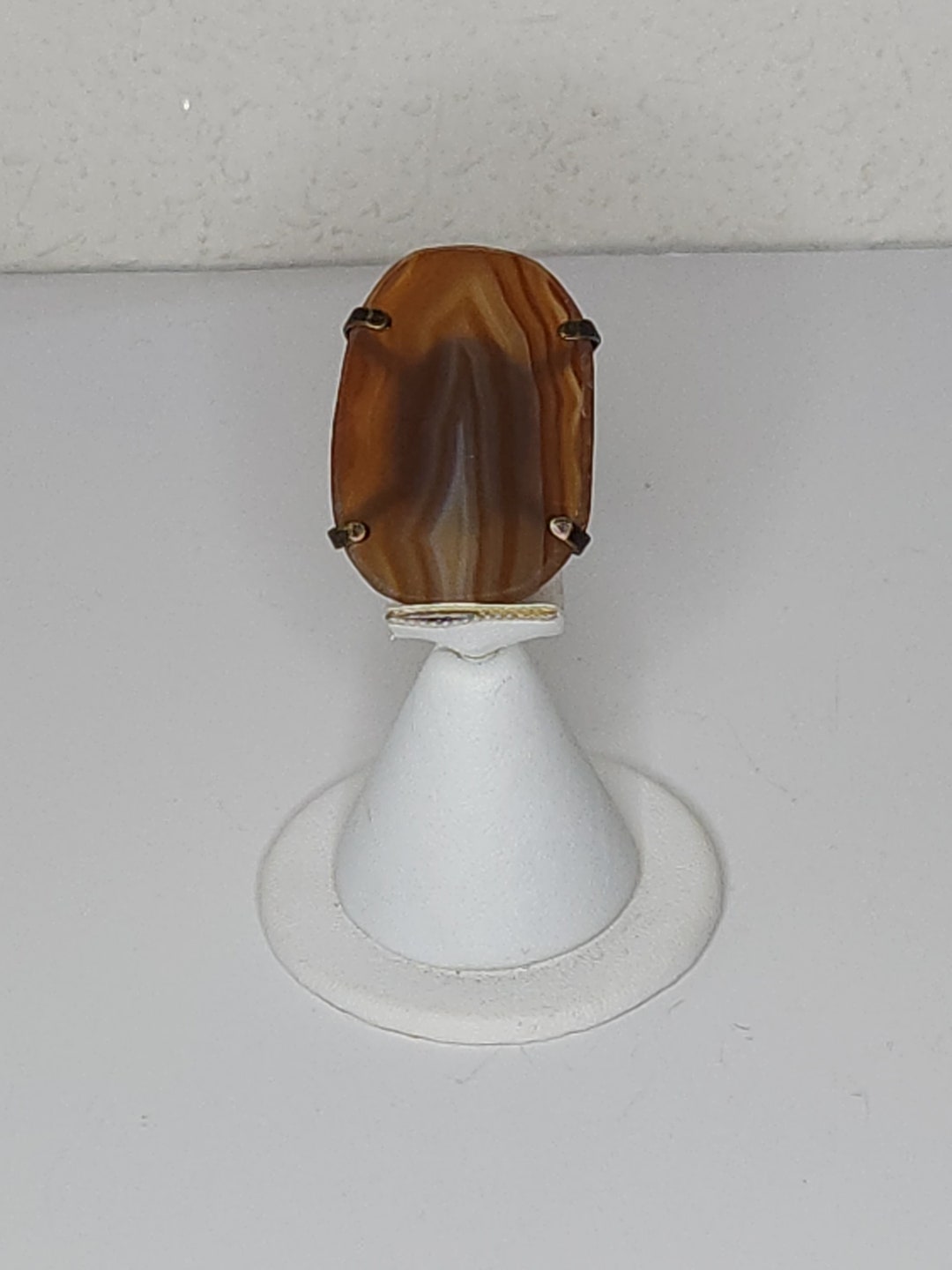 Vintage Brown Stone Ring With Brass Adjustable Band C-2-82 - Etsy