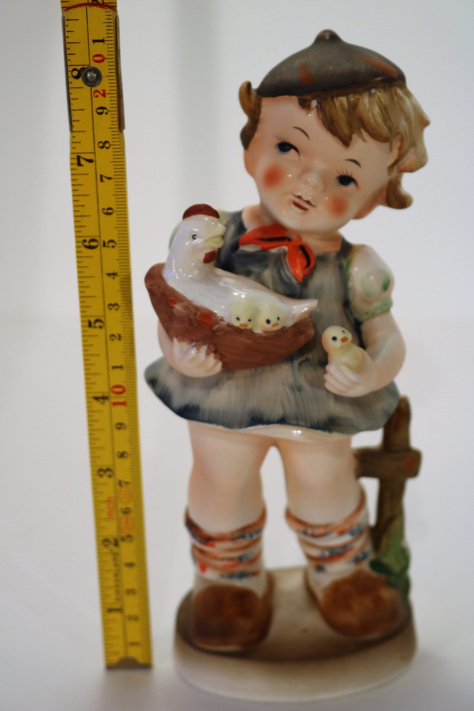 1950's Hummel Like Japan Porcelain Young Girl with Hen and Duckilings