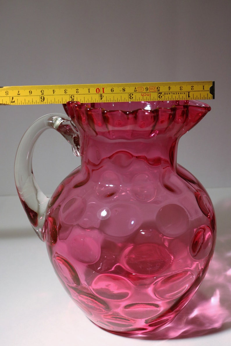 Fenton Cranberry Optical Coin Dot Pitcher and Tumbler Set - Etsy