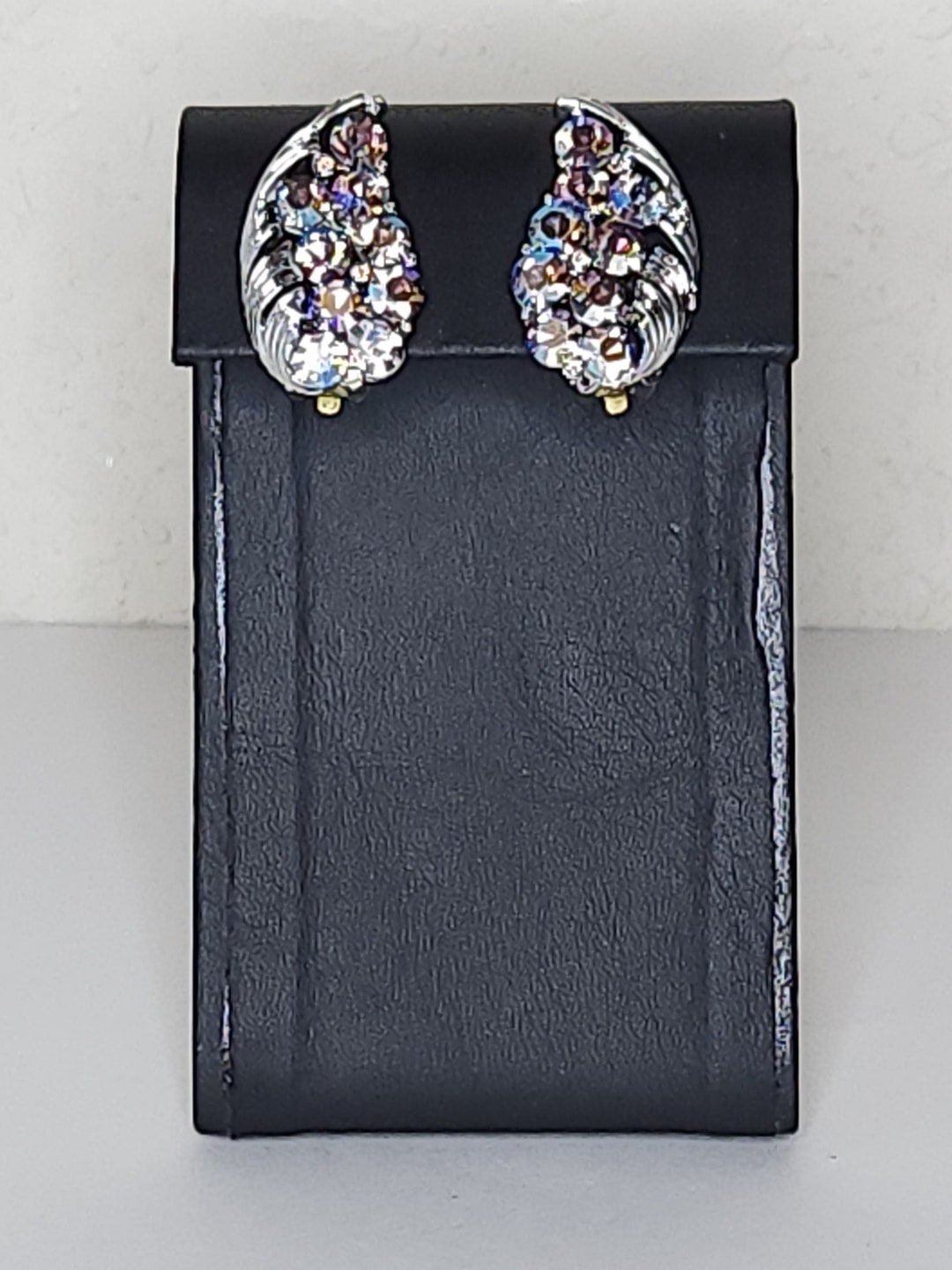 Vintage Lisner Signed Smokey Gray Aurora Borealis Rhinestones and ...