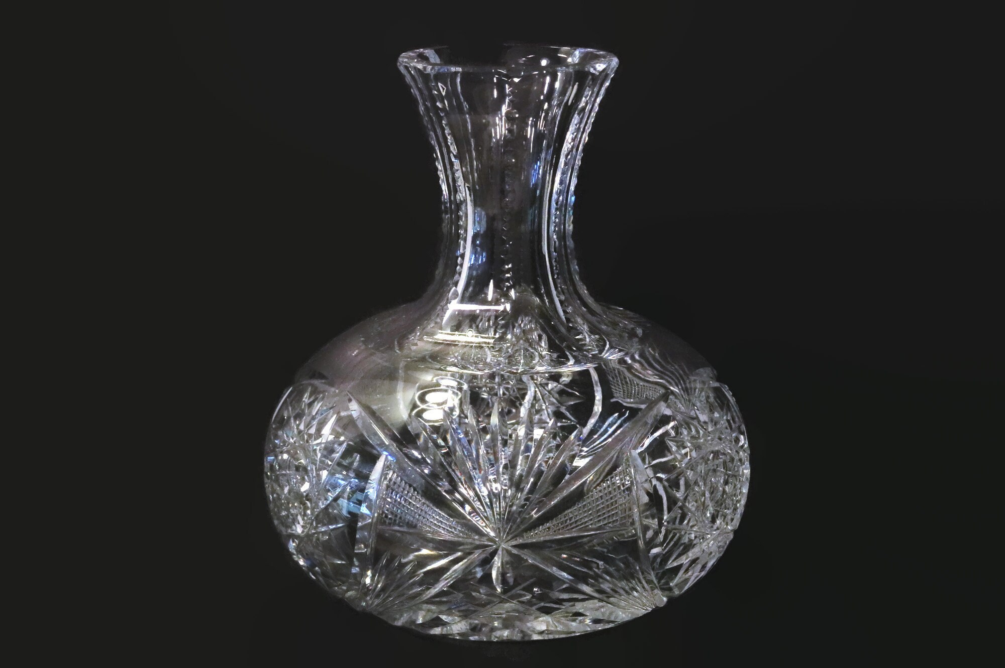 American Brilliant Carafe Decanter with Notched Neck, Large Pinwheels ...