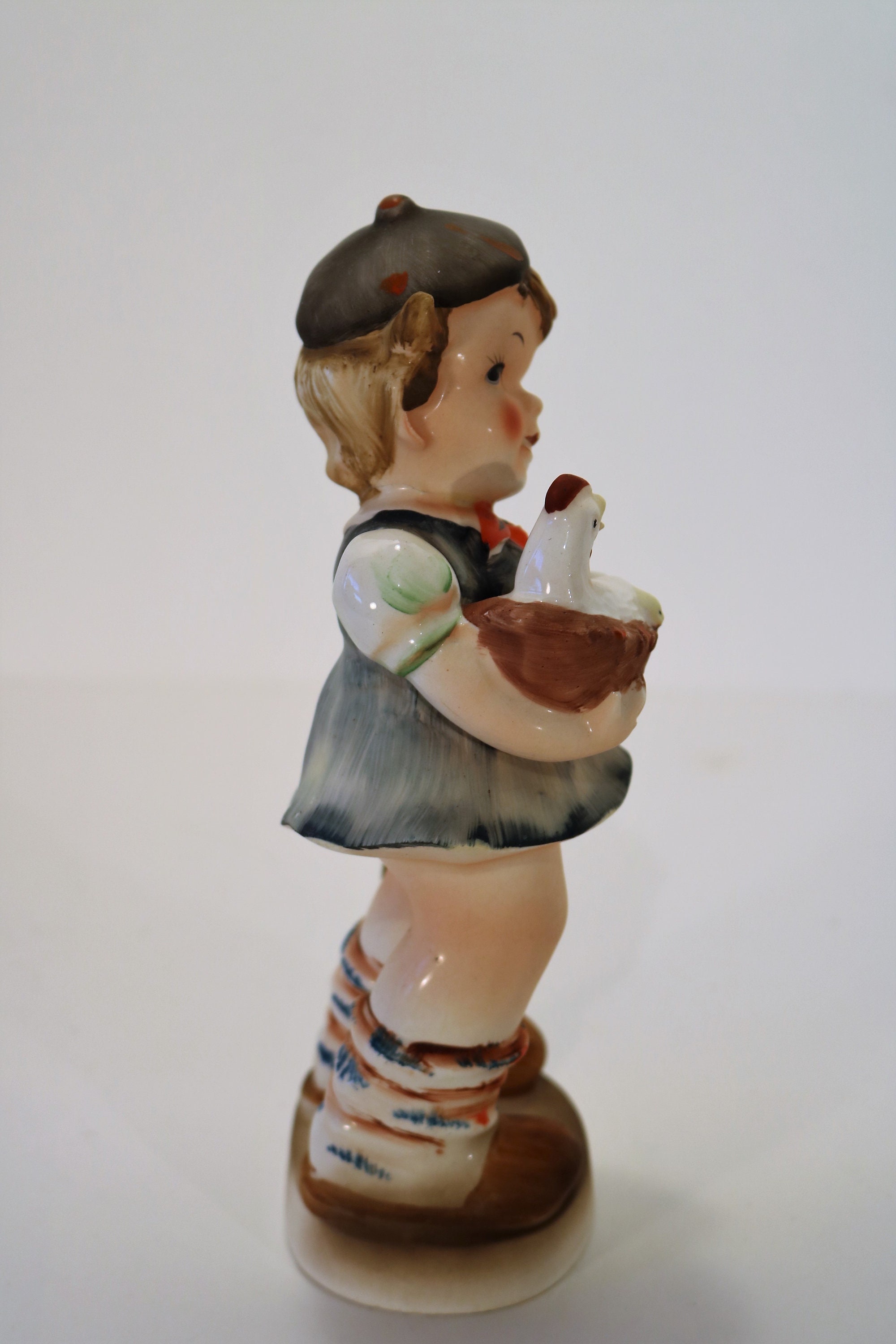 1950's Hummel Like Japan Porcelain Young Girl with Hen and Duckilings