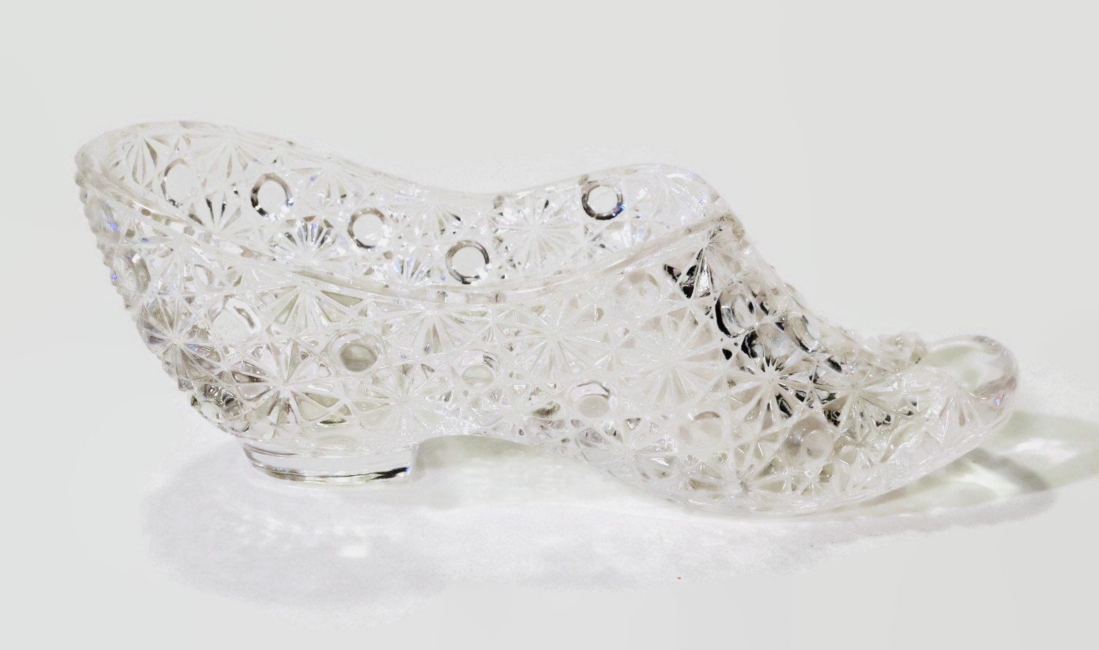 1880's Bryce Bros. Glass Co. Clear Daisy and Button Slipper Shoe Boot