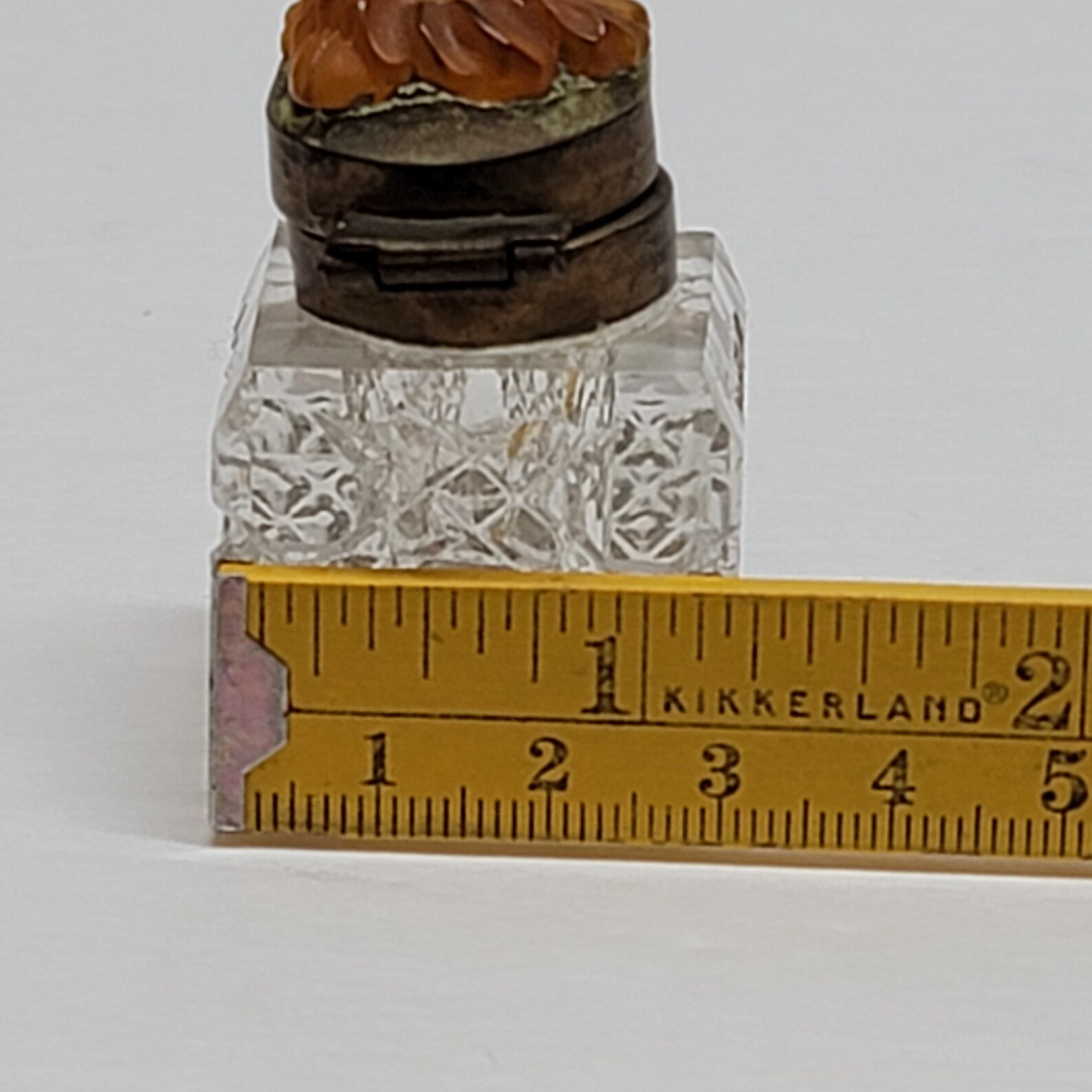 Antique Cut Crystal Small Inkwell Pot With Plastic Flower Lid - Etsy