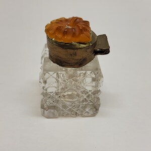 Antique Cut Crystal Small Inkwell Pot With Plastic Flower Lid - Etsy