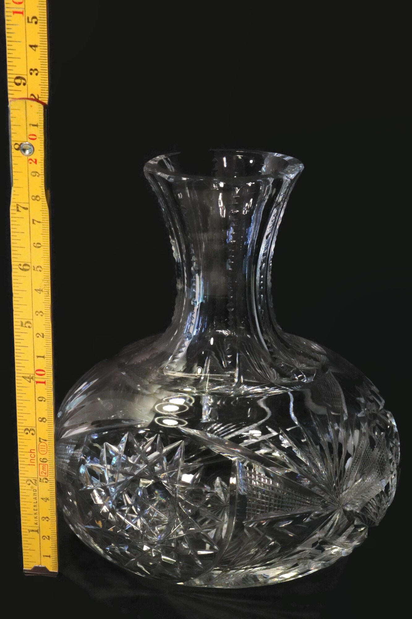 American Brilliant Carafe Decanter with Notched Neck, Large Pinwheels ...