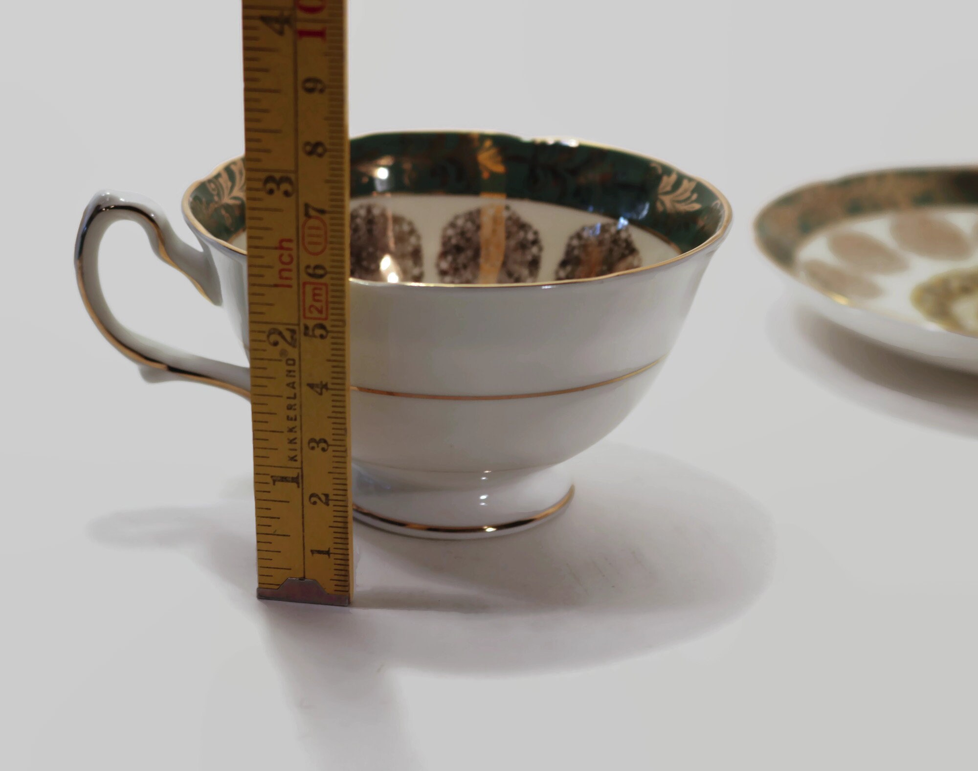 Royal Grafton Dark Green with Gold Medallion Tea Cup and Saucer Set