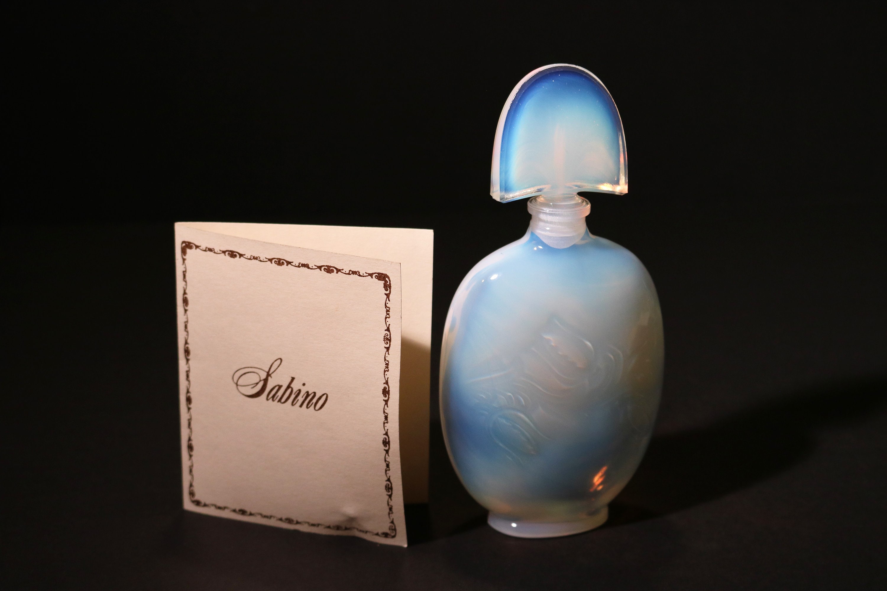 RARE 1930-40's Sabino Art Glass Opalescent Scrolled Flora Perfume/Scent ...