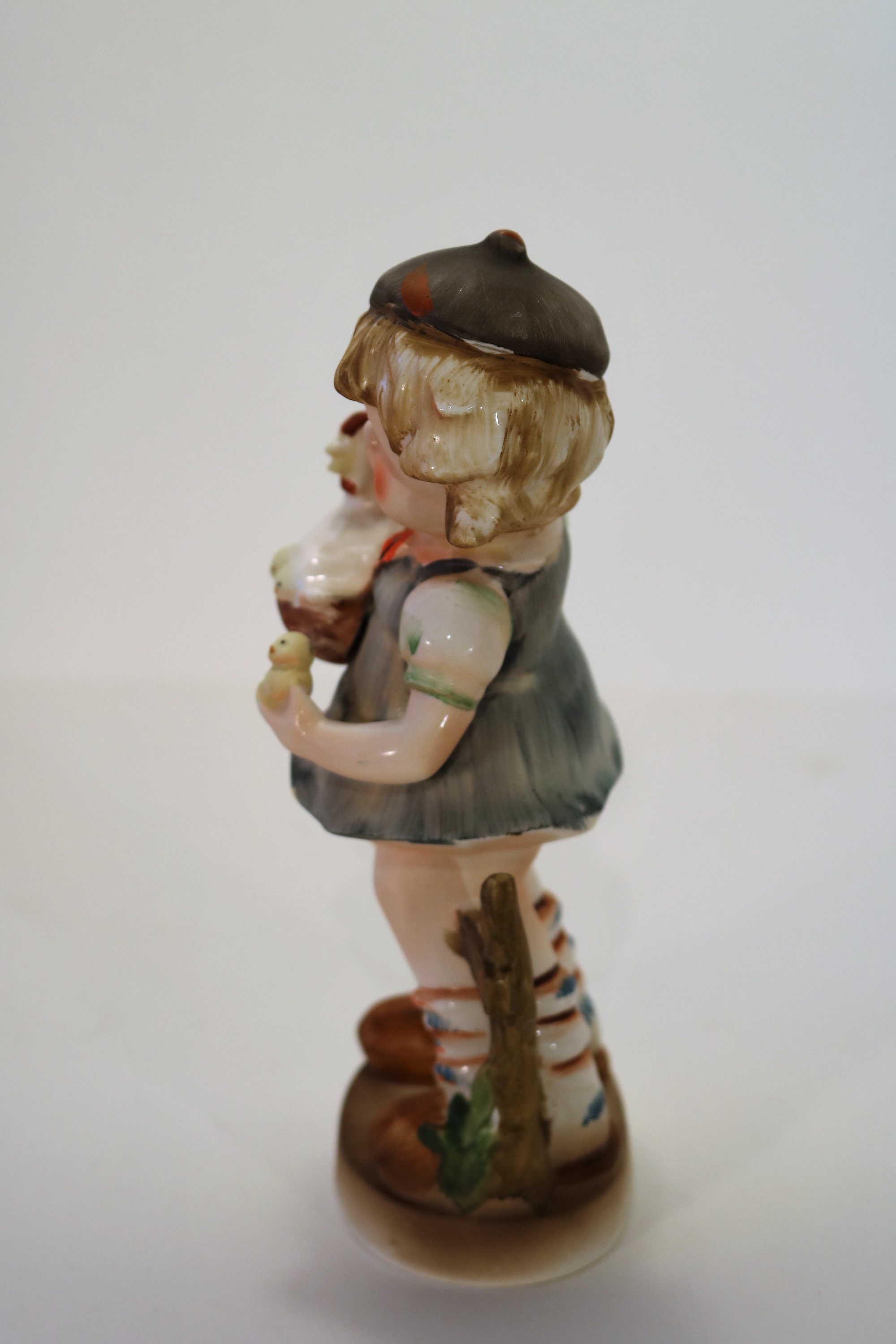 1950's Hummel Like Japan Porcelain Young Girl with Hen and Duckilings