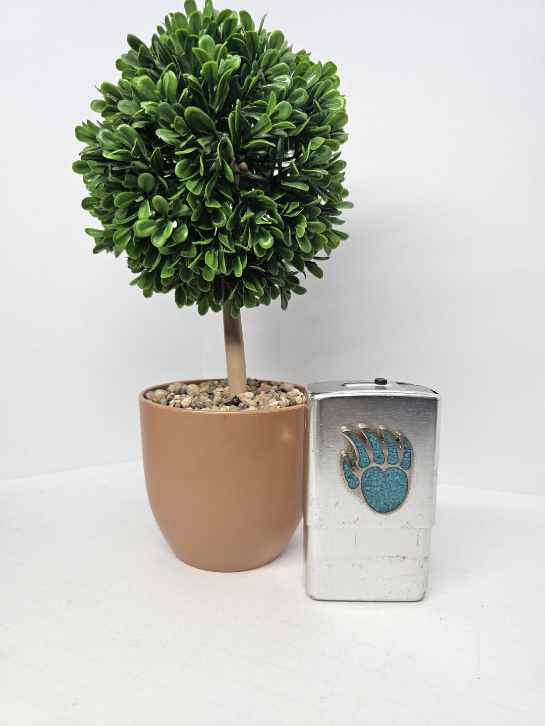 Vintage Navajo Mfg Aluminum Bear Paw Crushed Turquoise Cigarette Box ...