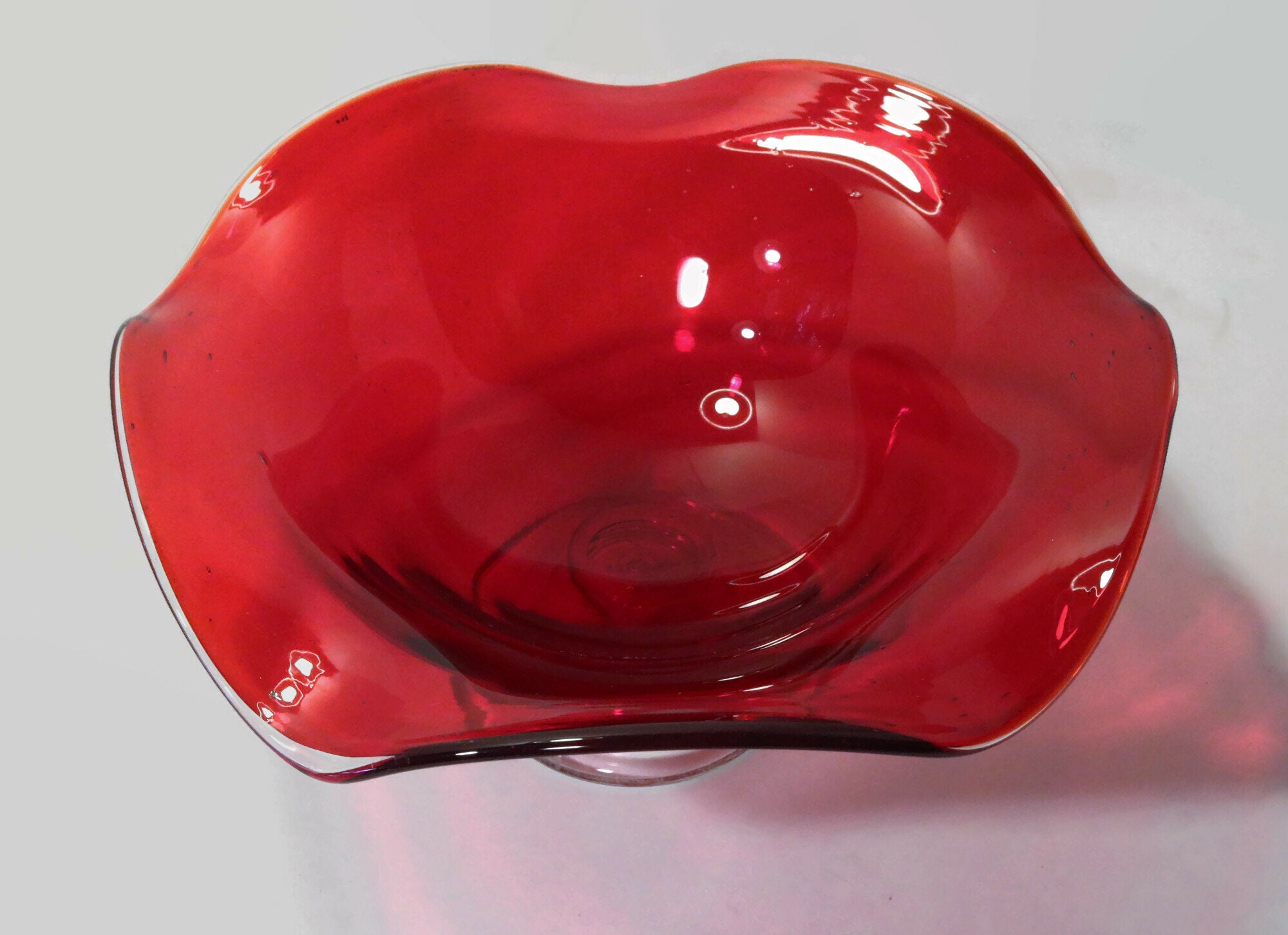 Teleflora Red Ruffled Compote - Center Bowl - Pretty!