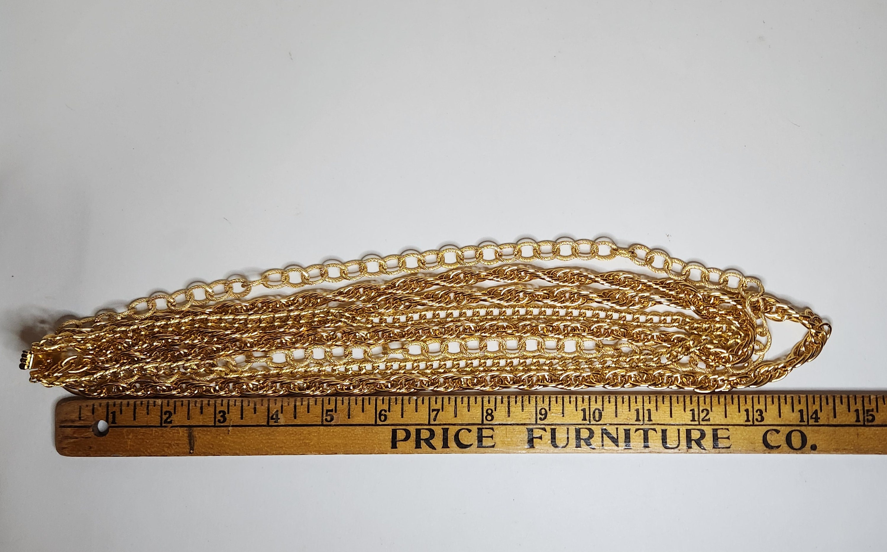 Vintage OS Marked Gold Tone Four Strand Chain Necklace C-4-12