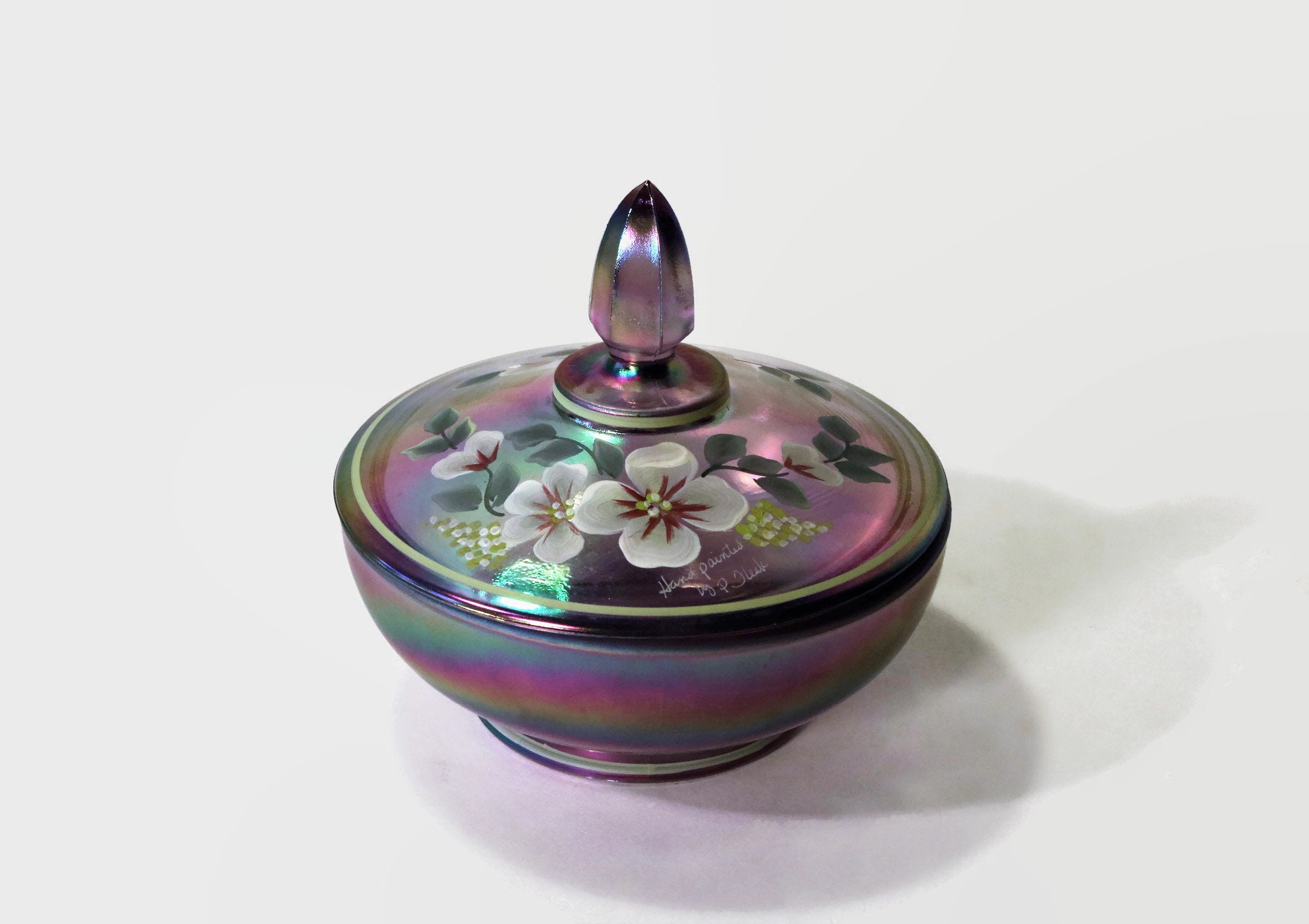 1999 Fenton Family Signature Series Violet Satin Covered Box - George ...