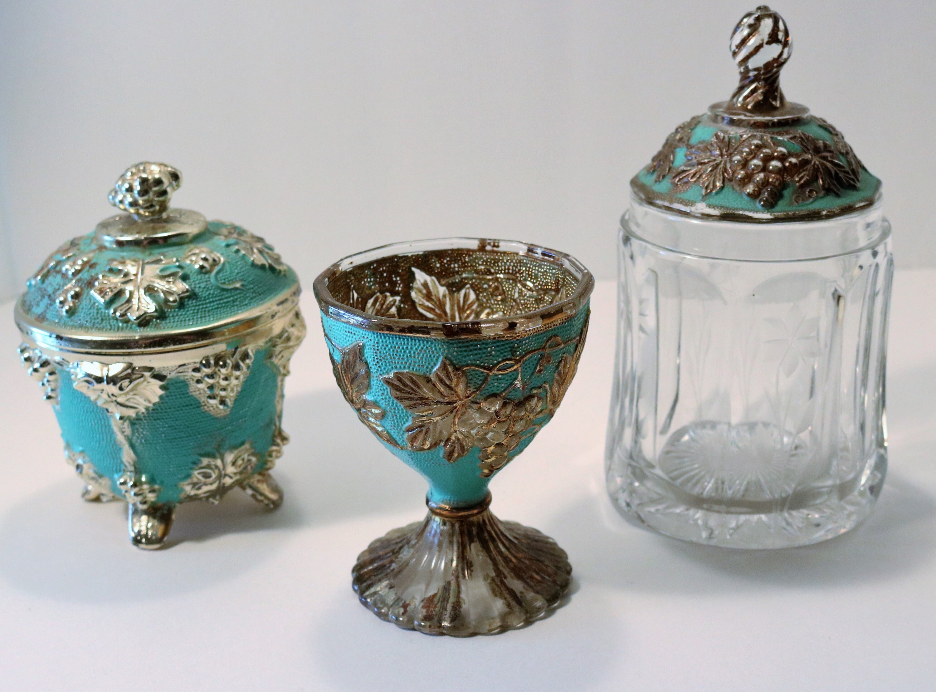 Extremely RARE Jeannette Jeanette Painted Goofus Glass Set in Bright ...