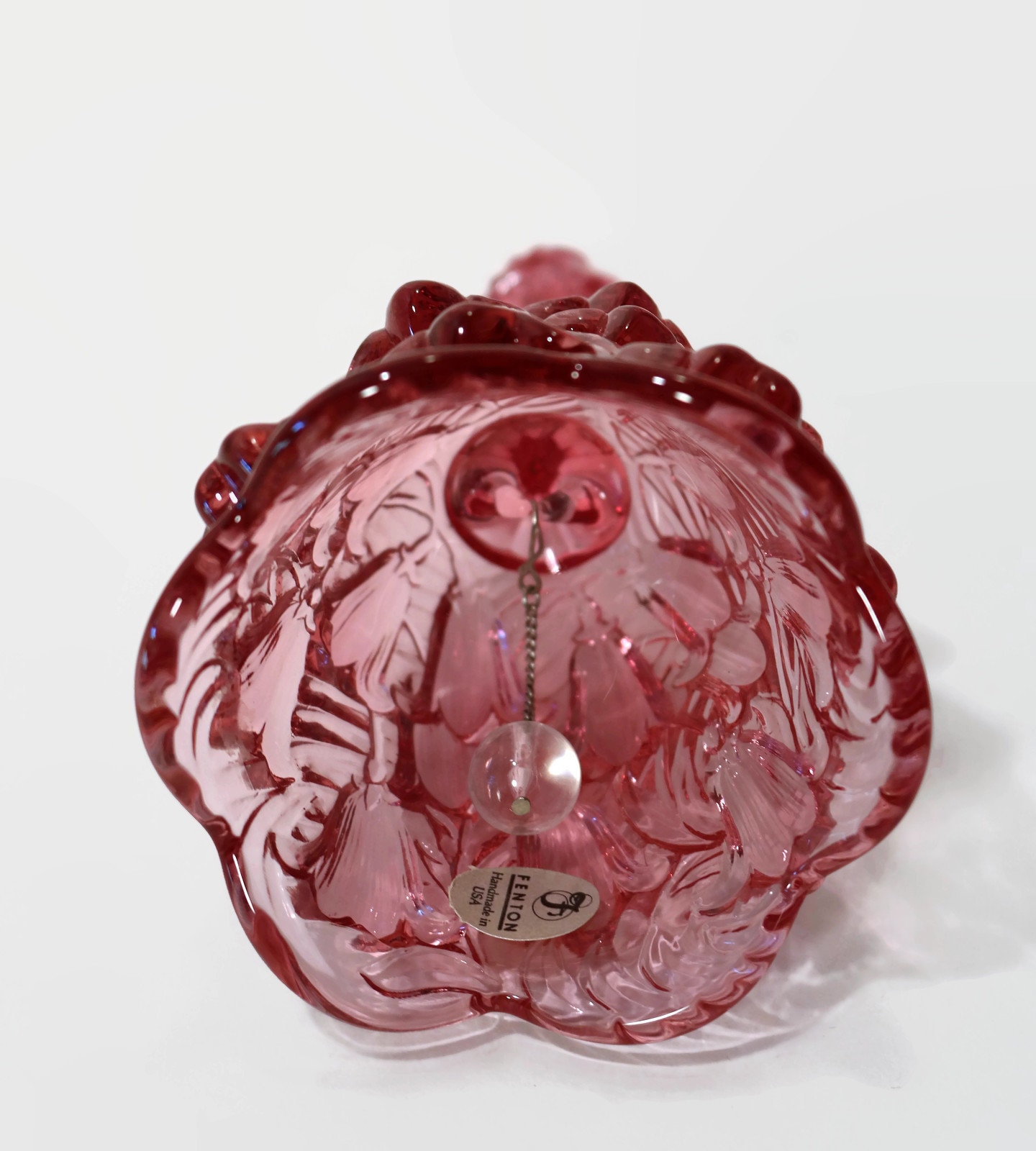1980's Fenton 7 Temple Bell (Lily of the Valley) Dusty Rose Pink Bell