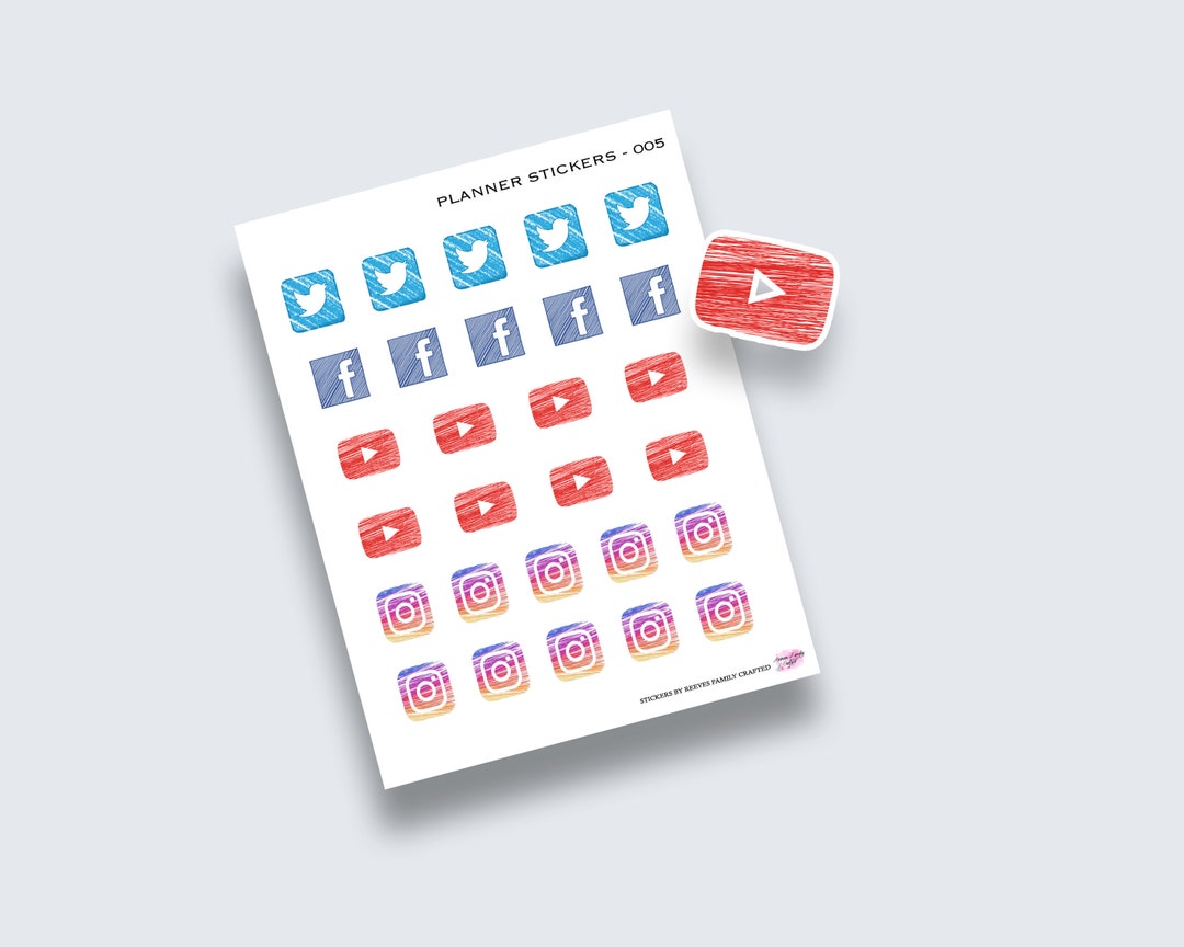 Social Media Sticker Sheet, Bullet Journal Stickers, Planner Stickers ...