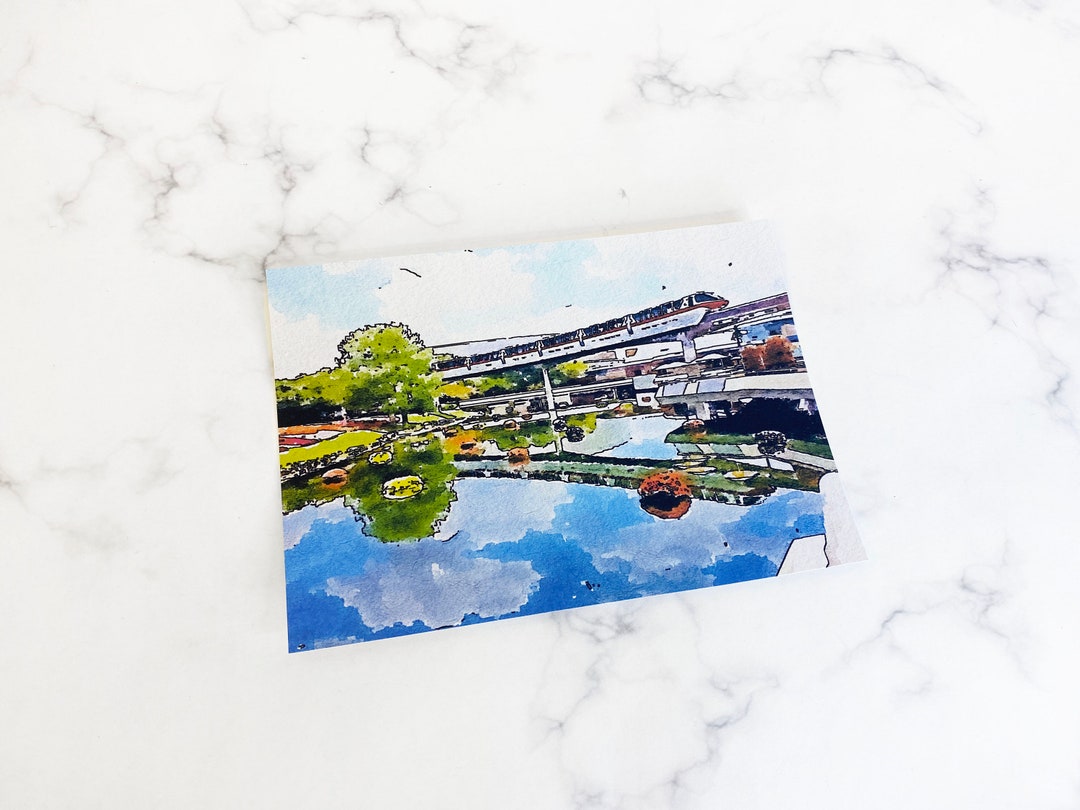 Monorail at Epcot Watercolour Print Disney Images Disney - Etsy