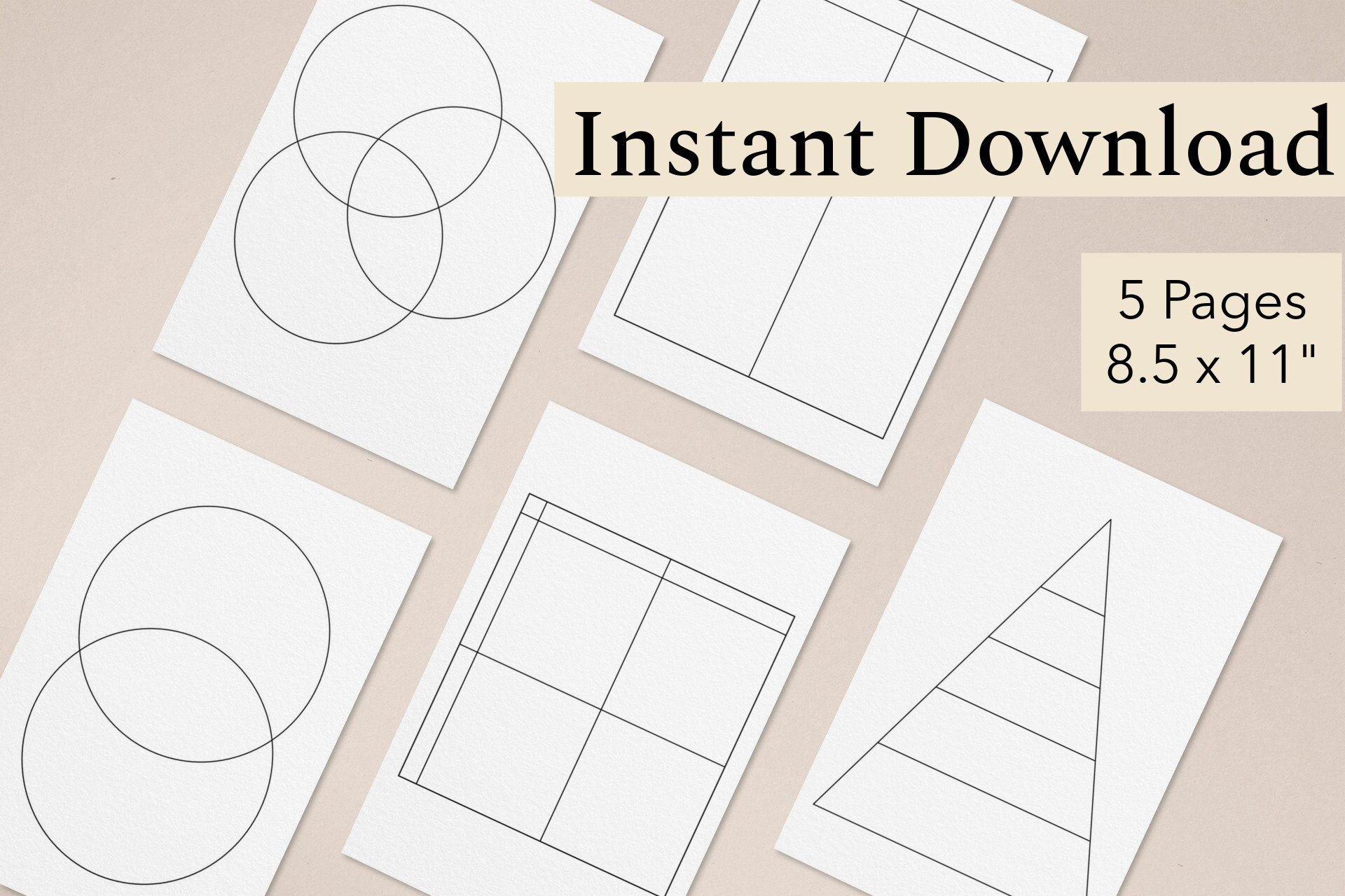 5 Pack Printable Diagrams, Diagram Paper, Teachers Worksheets, Student ...