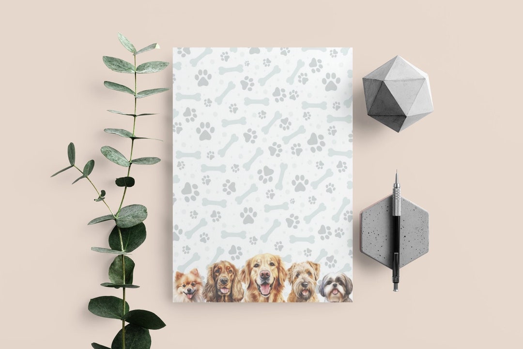 Cute Dog Paper, 5 Pack Printable Stationery, 25 Dog Breeds, Cute Dog ...