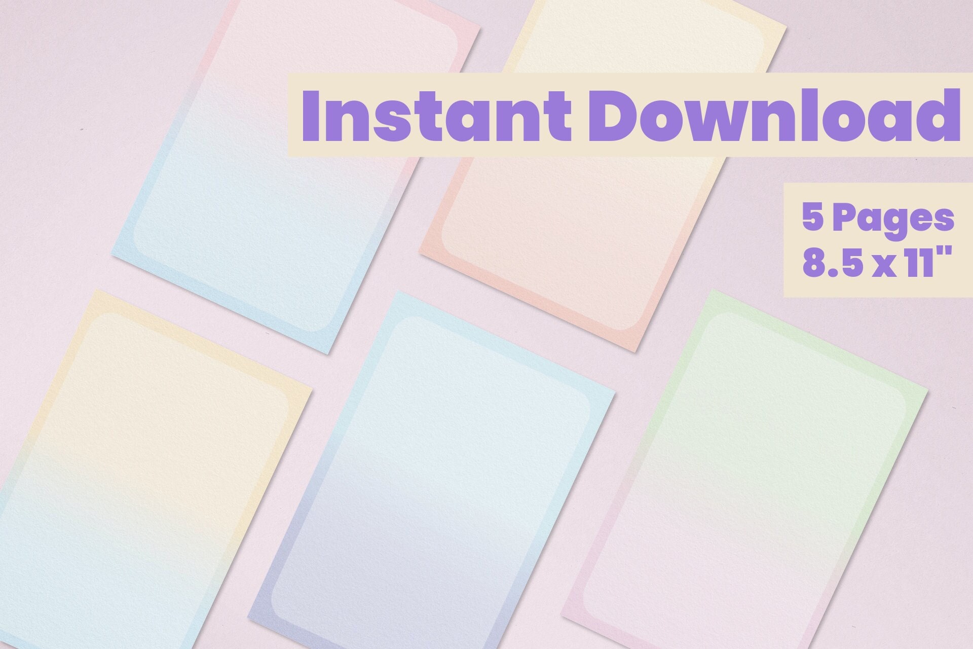 5 Pack Pastel Stationery Instant Download and Print - Etsy