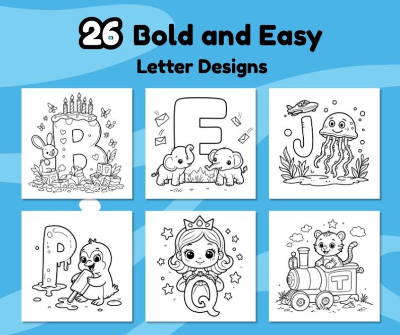 26 Page Printable ABC Coloring Book Fun Educational Activity Book for ...
