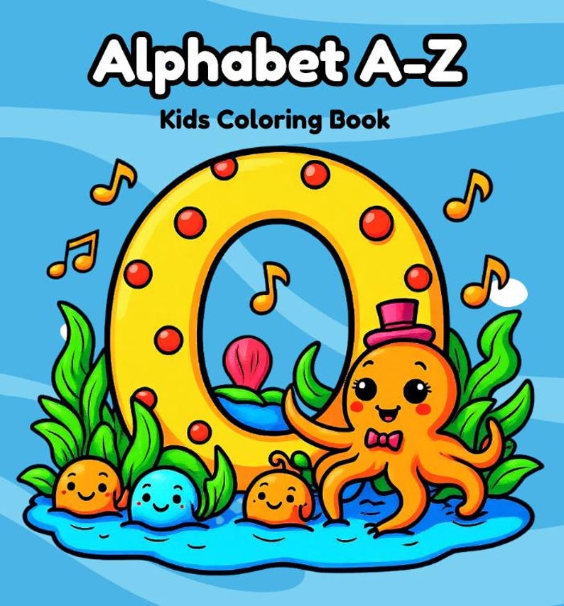 26 Page Printable ABC Coloring Book Fun Educational Activity Book for ...