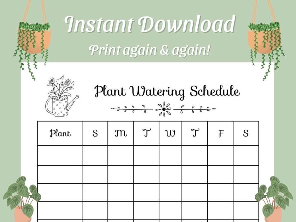 Plant Watering Schedule Weekly Plant Watering Schedule Black - Etsy