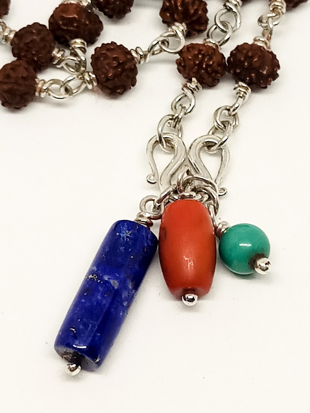 Long Rudraksha Shiva Necklace Rudraksha Mala With Gemstones - Etsy