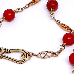 Unique Red Coral Gold Chain French Gold Chain Beautiful Gold - Etsy