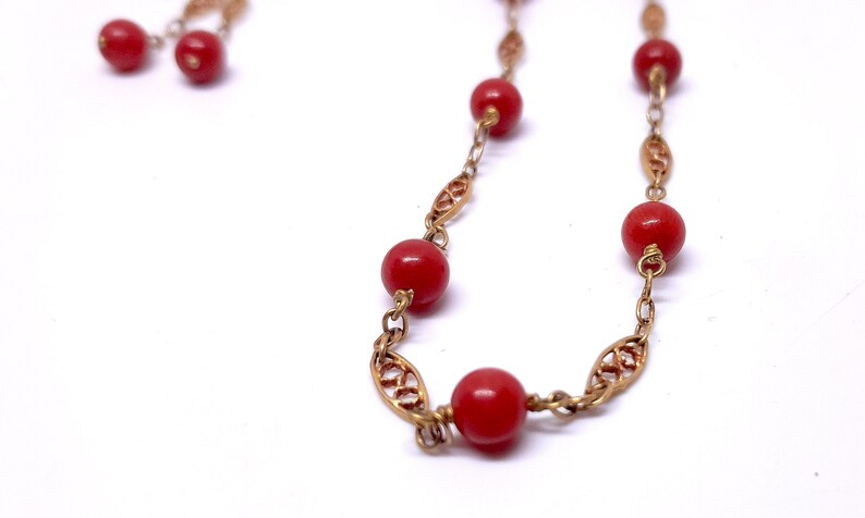Unique Red Coral Gold Chain French Gold Chain Beautiful Gold - Etsy
