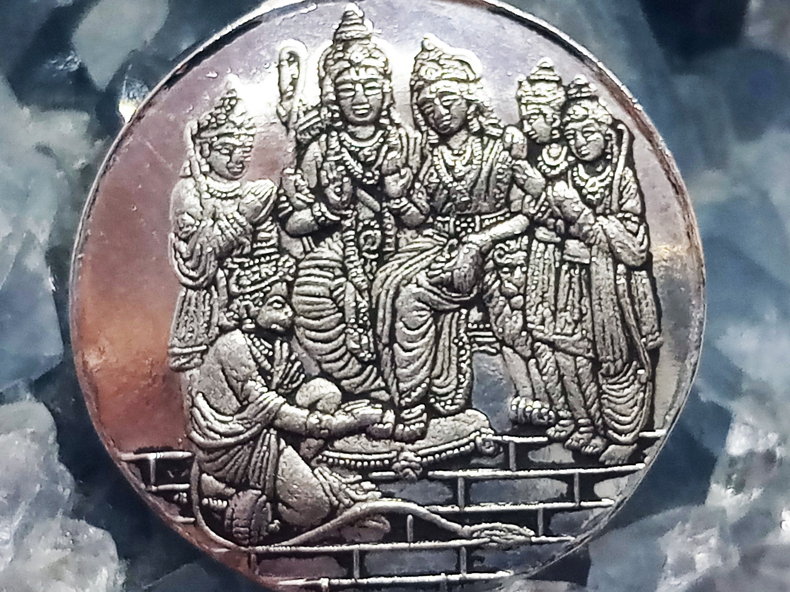 Indian Coin Pure Silver Pendant Hanuman Shiva Parvati - Etsy