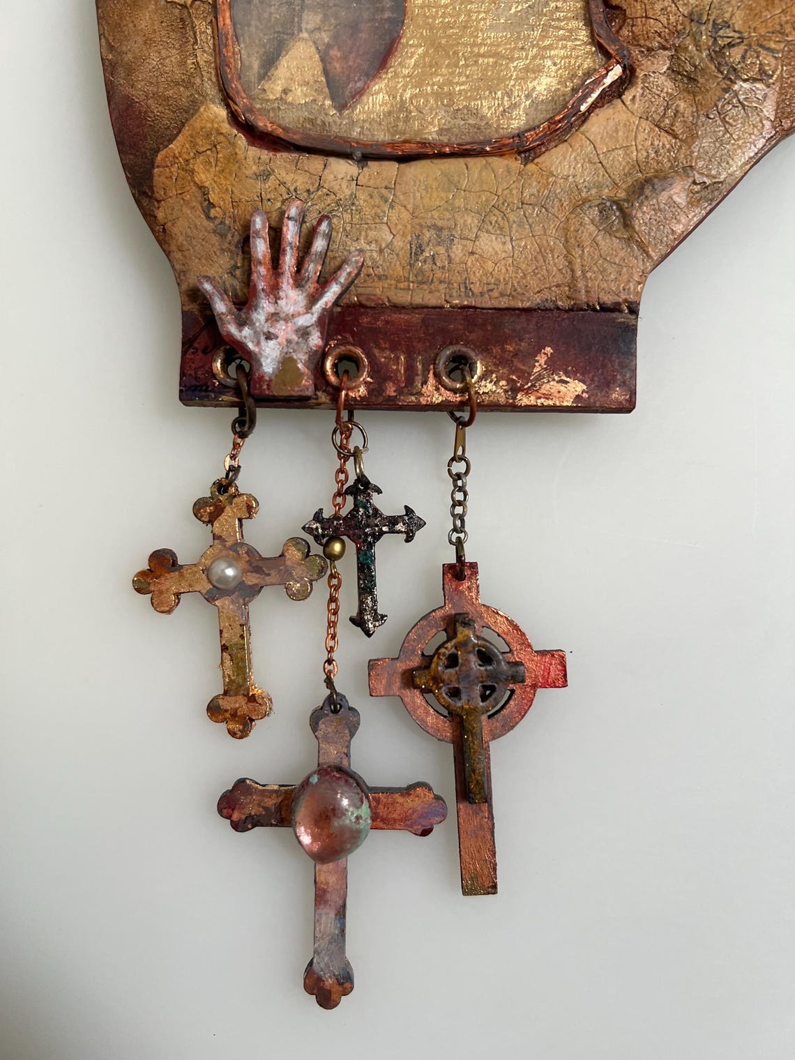 Contemporary Shrine, Reliquary, Hand Shape, Small Original, Mixed Media ...
