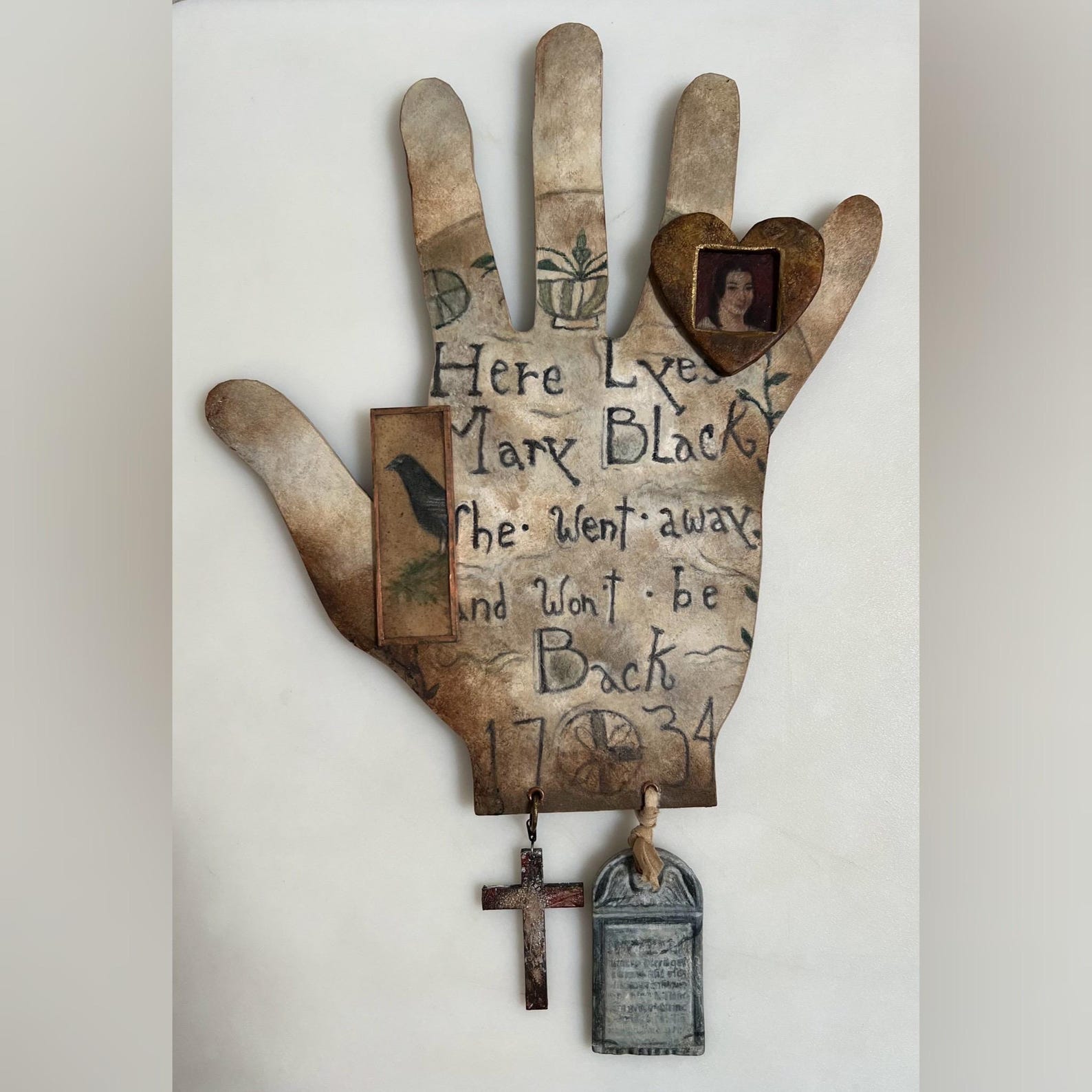 Epitaph, Hand, Early American Art, Tombstone, Wall Decor, Folk Art ...