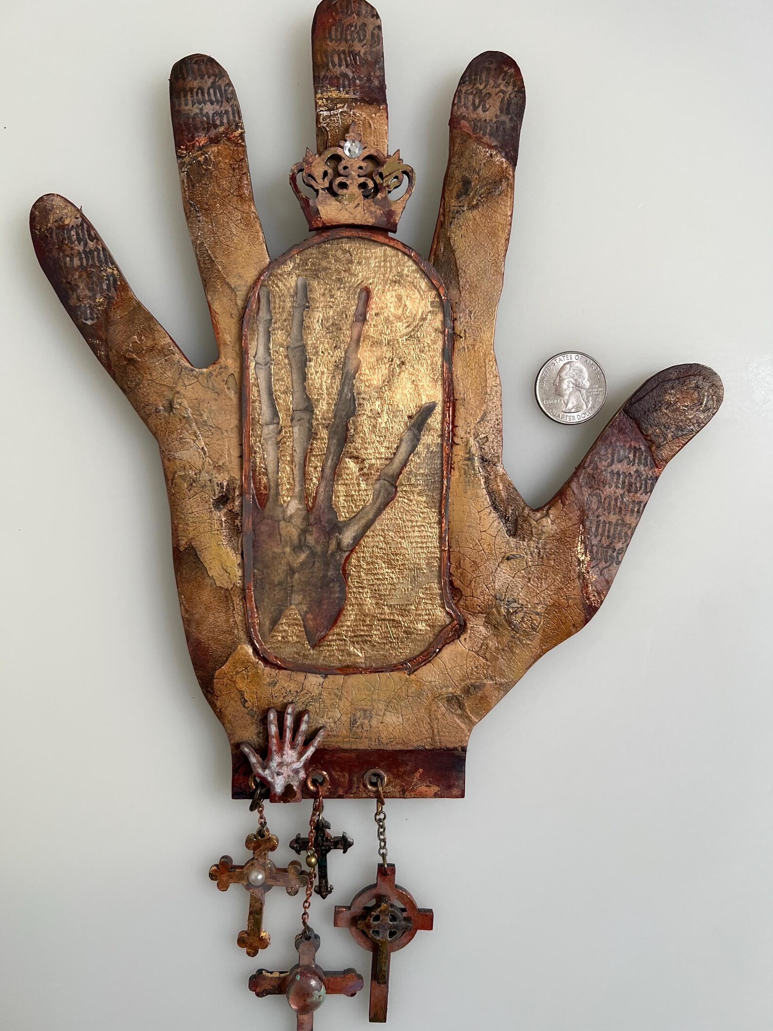 Contemporary Shrine, Reliquary, Hand Shape, Small Original, Mixed Media ...
