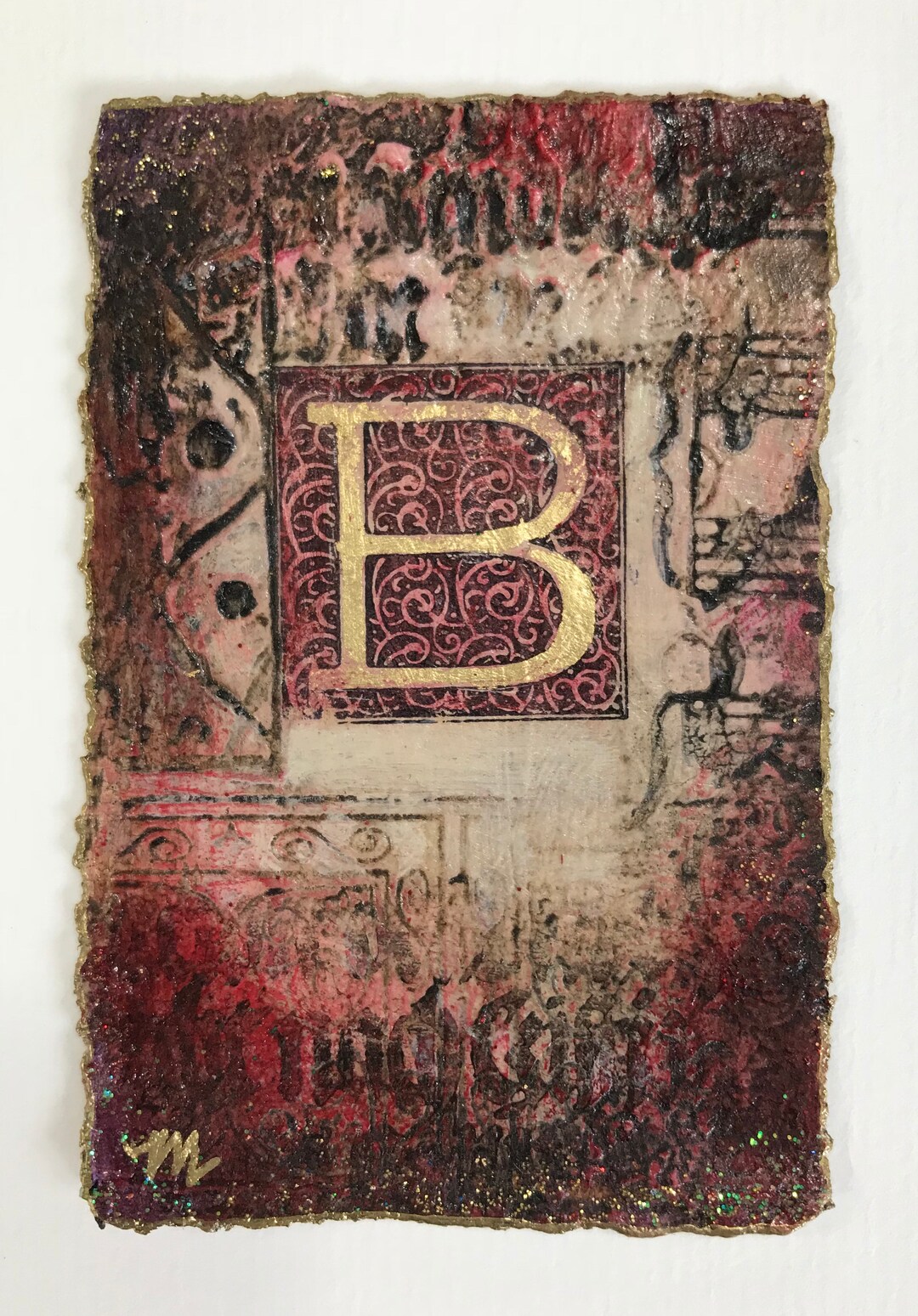 Letter B Painting Small Contemporary Textured Art Original - Etsy