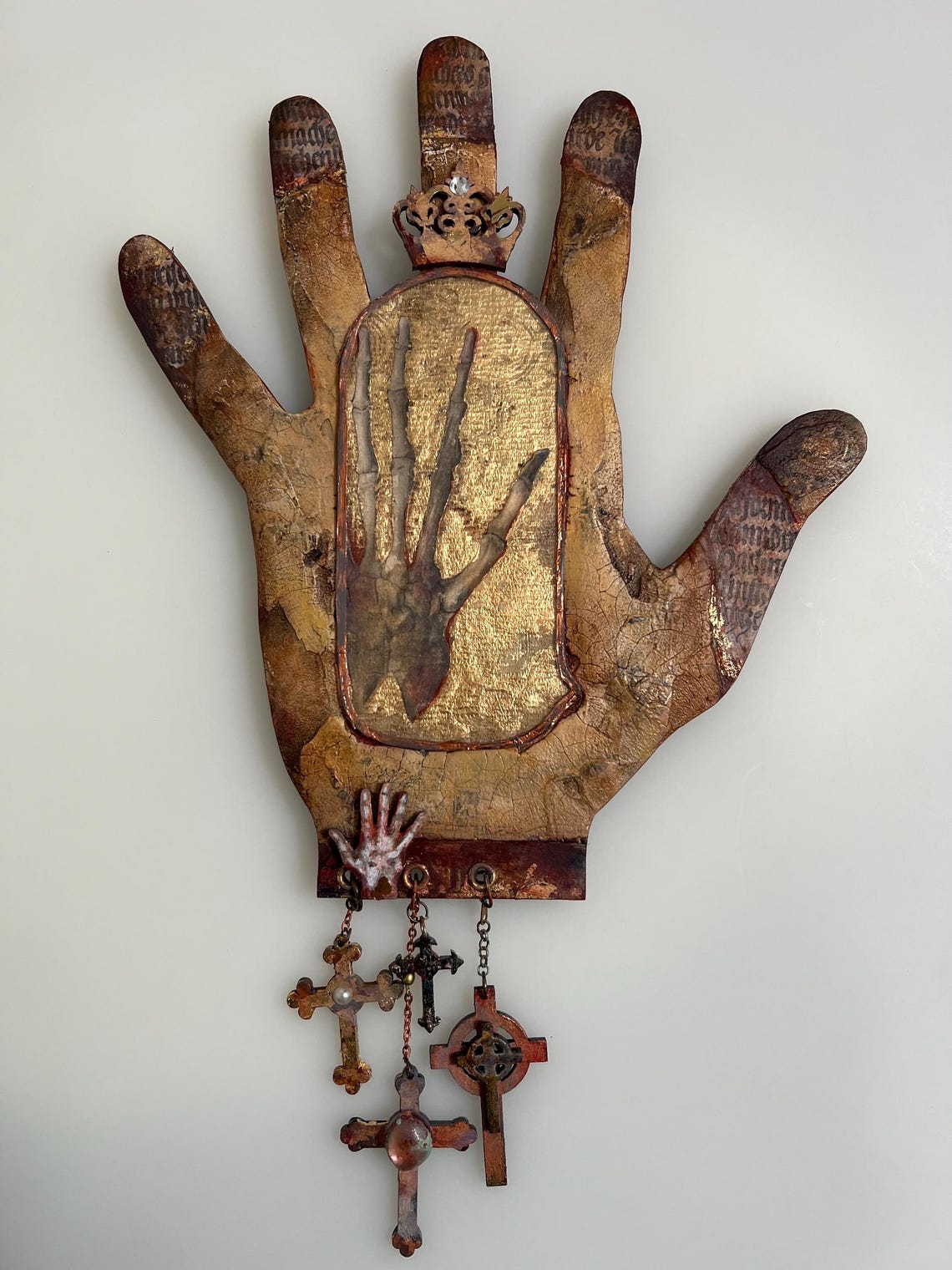 Contemporary Shrine, Reliquary, Hand Shape, Small Original, Mixed Media ...