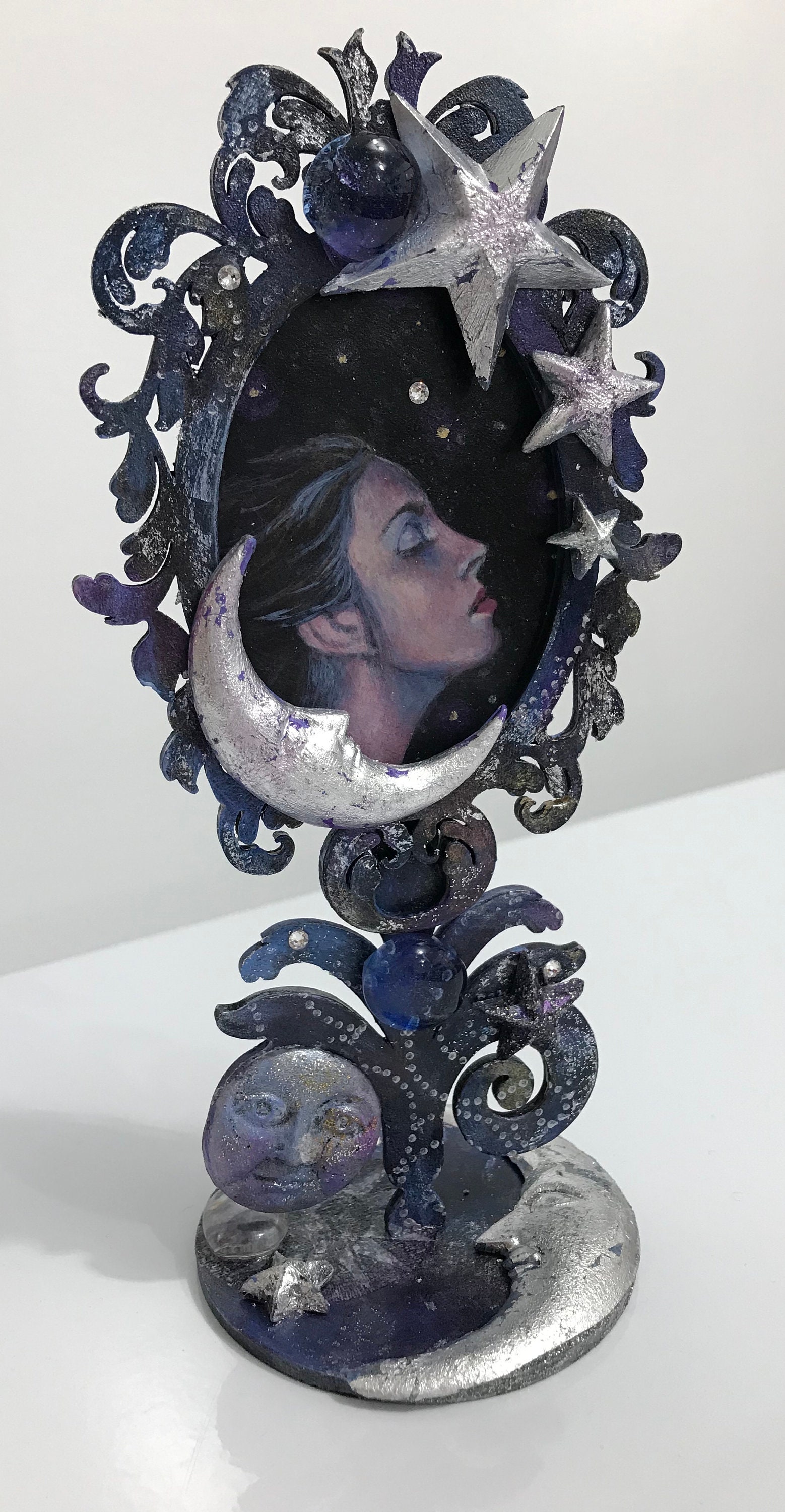 Victorian Art Sculpture, Woman With Stars, Ornate Frame, Original ...