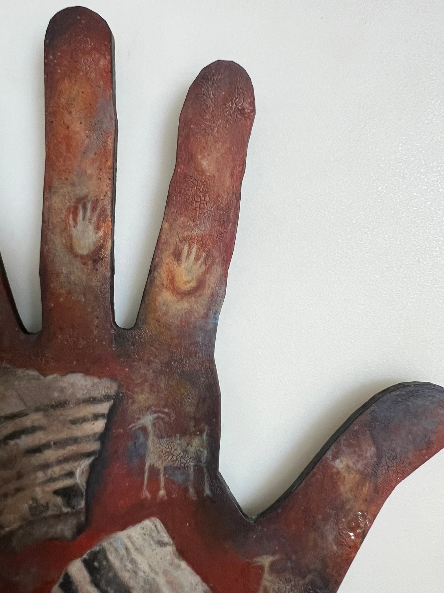 Petroglyph Art, Painted Hand, Anasazi Shards, Southwest Wall Art, Red ...