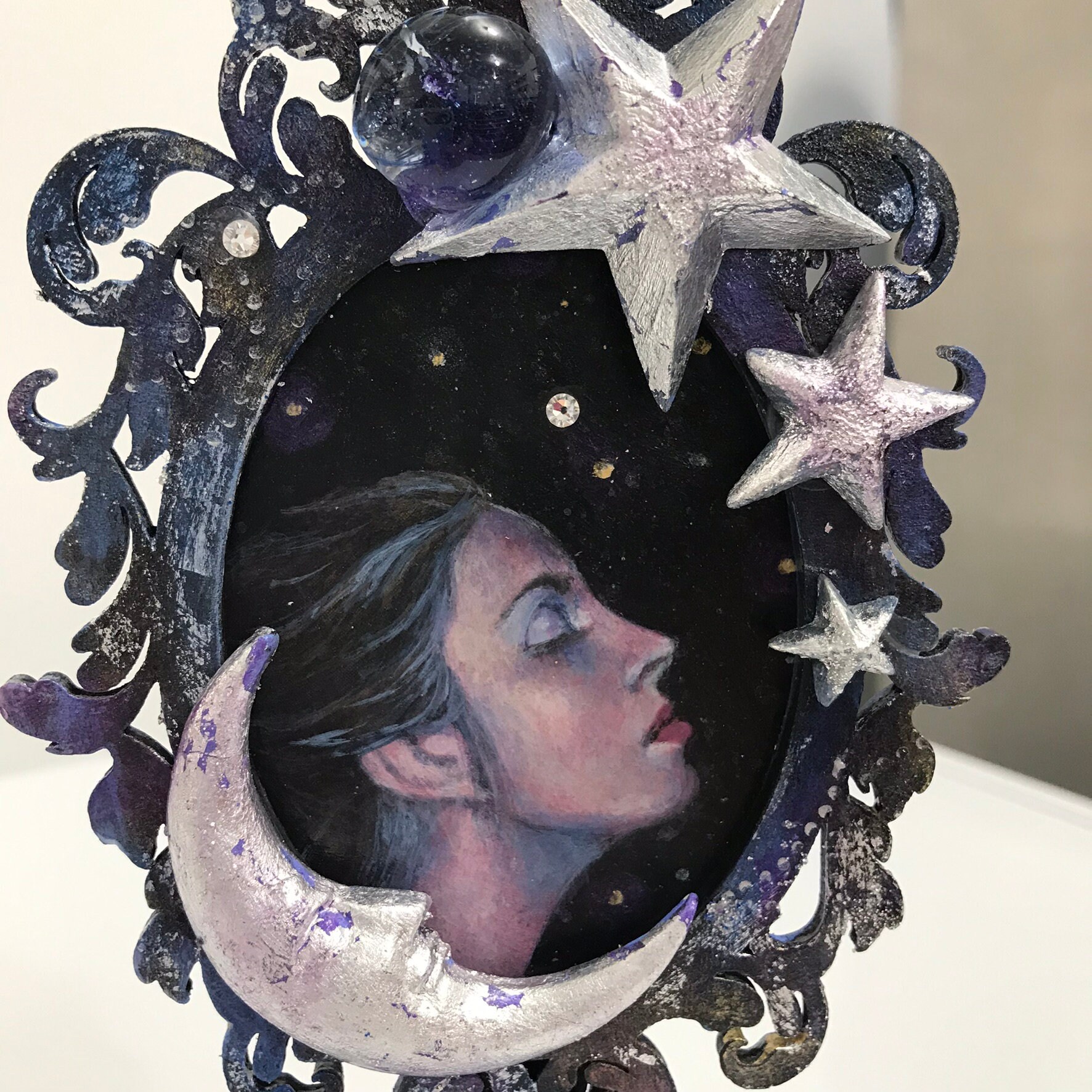 Victorian Art Sculpture, Woman With Stars, Ornate Frame, Original ...