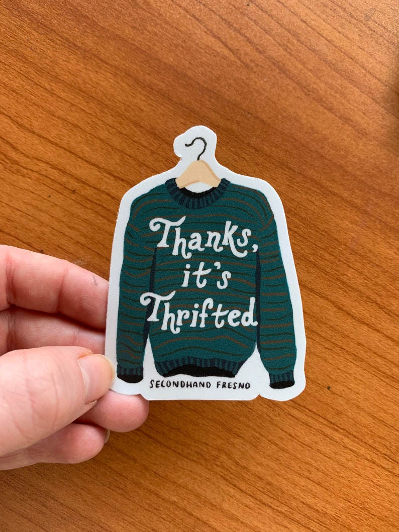 Thanks Its Thrifted Sticker Vintage Sticker Sustainable | Etsy