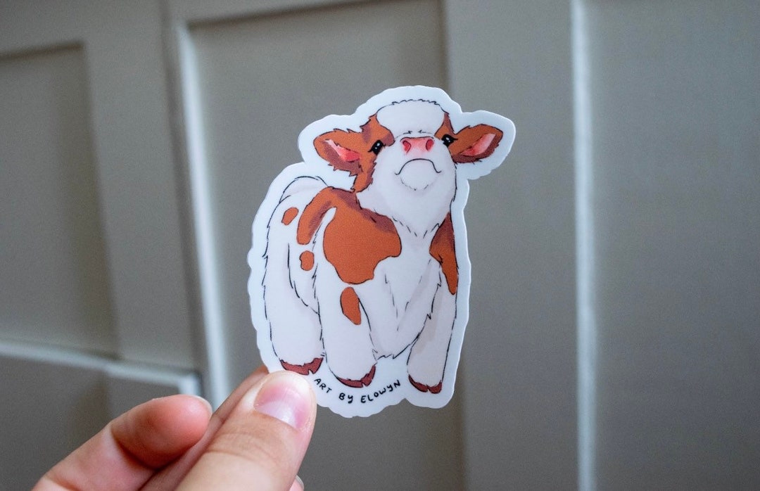 Fuzzy Cow Sticker Cow Sticker Sticker Waterproof Sticker Stickers for ...