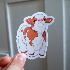 Fuzzy Cow Sticker Cow Sticker Sticker Waterproof Sticker Stickers for ...