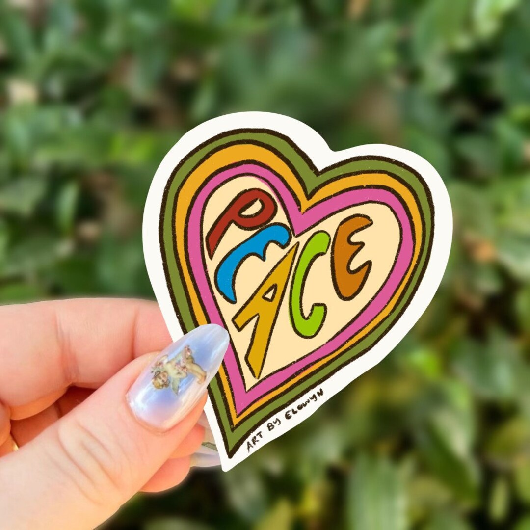Peace Heart Sticker Love Peace Sticker Sticker Waterproof Sticker ...