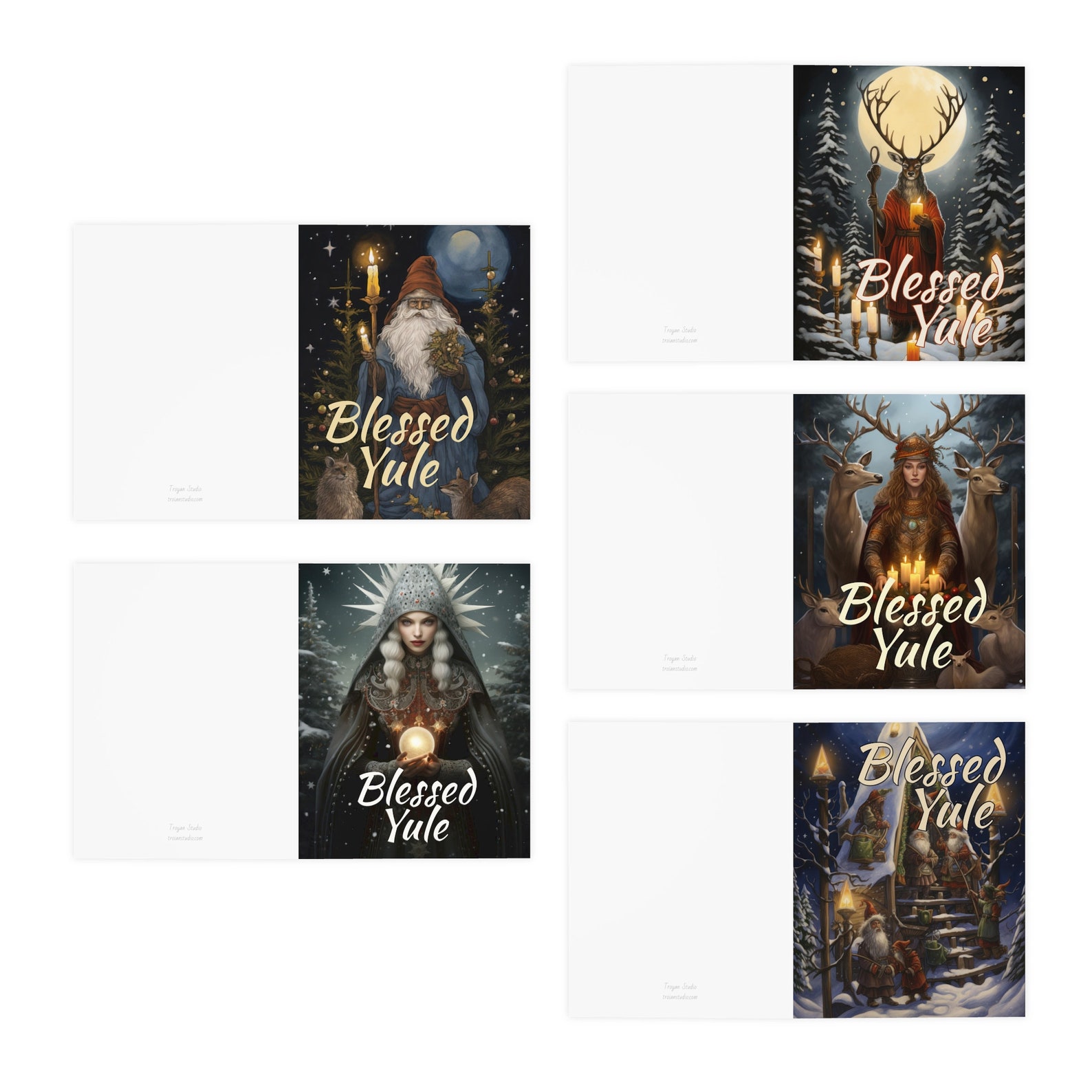 Yule Cards - 5 PACK | Vintage Style Winter Solstice Cards for Pagans ...