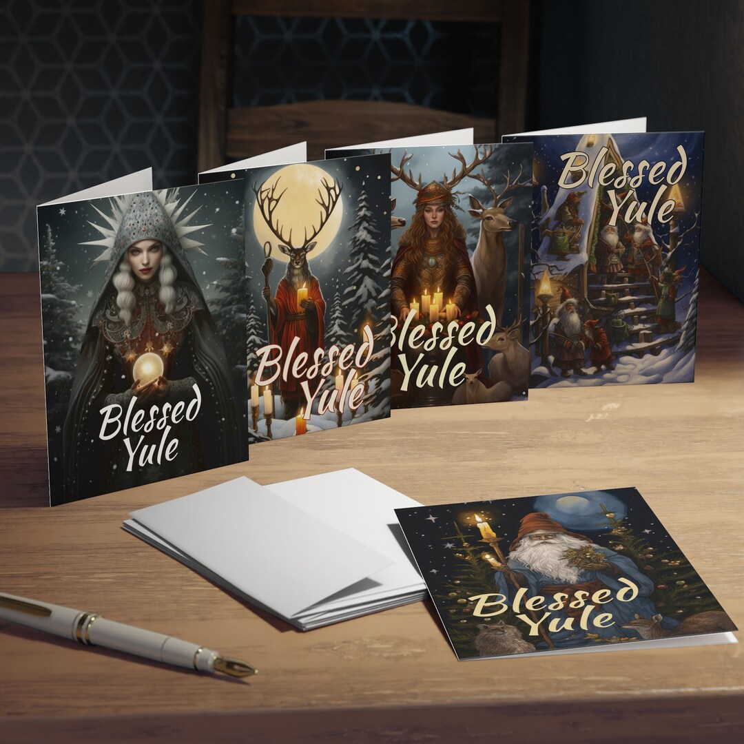 Yule Cards - 5 PACK | Vintage Style Winter Solstice Cards for Pagans ...