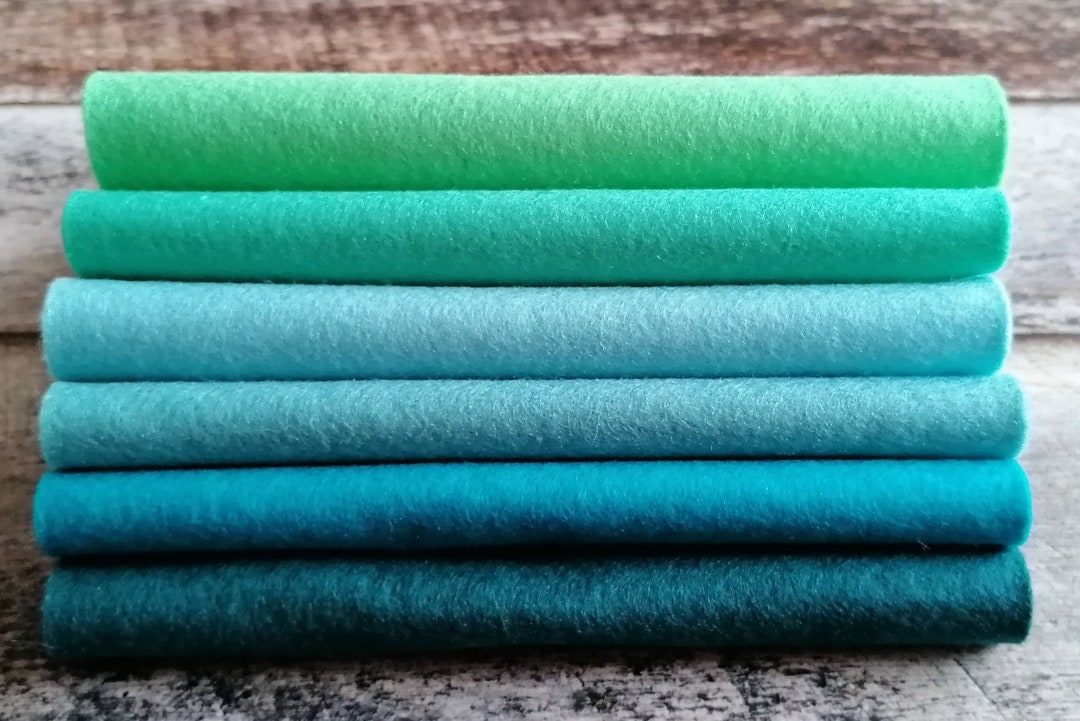 Aqua Sea Blue 100% Wool Felt Sheets, European Pure Wool Felt Bundles ...