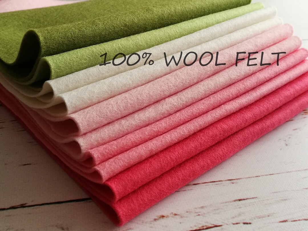 Pink Wool Felt Sheets for Flower Making, 100 Percent European Pure Wool ...