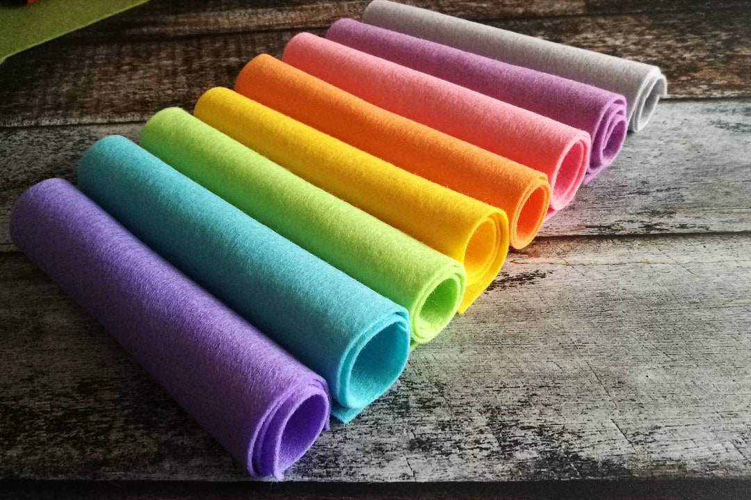 100 Percent European Pure Wool Felt Sheets, Spring Rainbow Palette, 8 ...