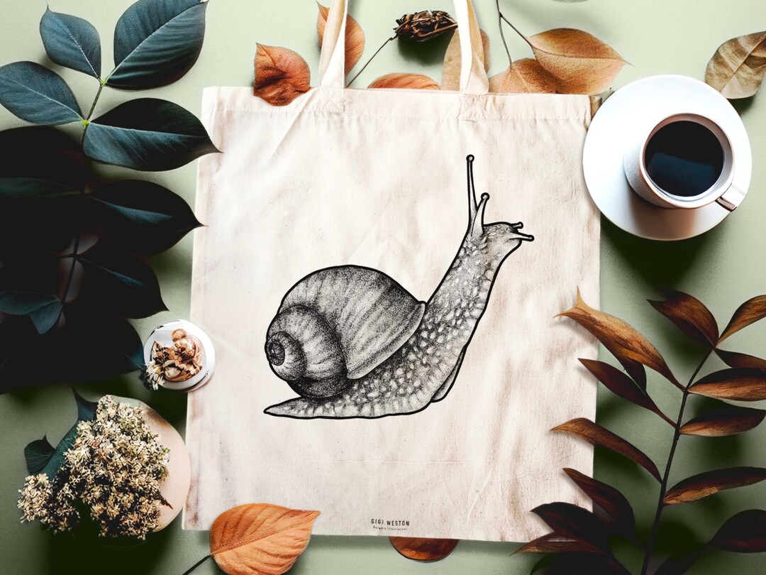 Snail Tote Bag Customisable Illustrated Eco Friendly Bag Goblincore ...