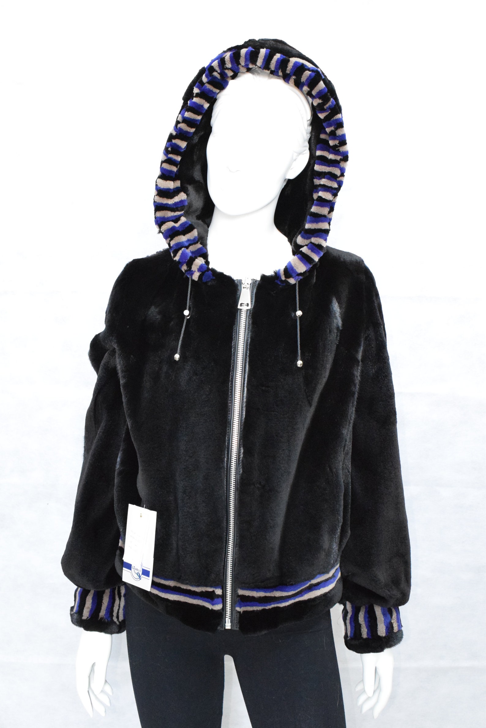 Woman Fur Sheared Mink Bomber Jacket With Hood Black Color - Etsy